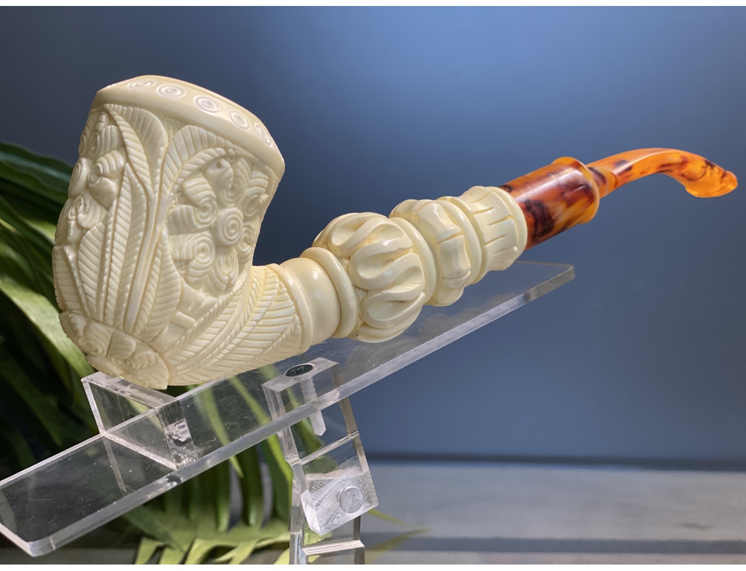 Block Meerschaum Carved Pipe(Two Part)