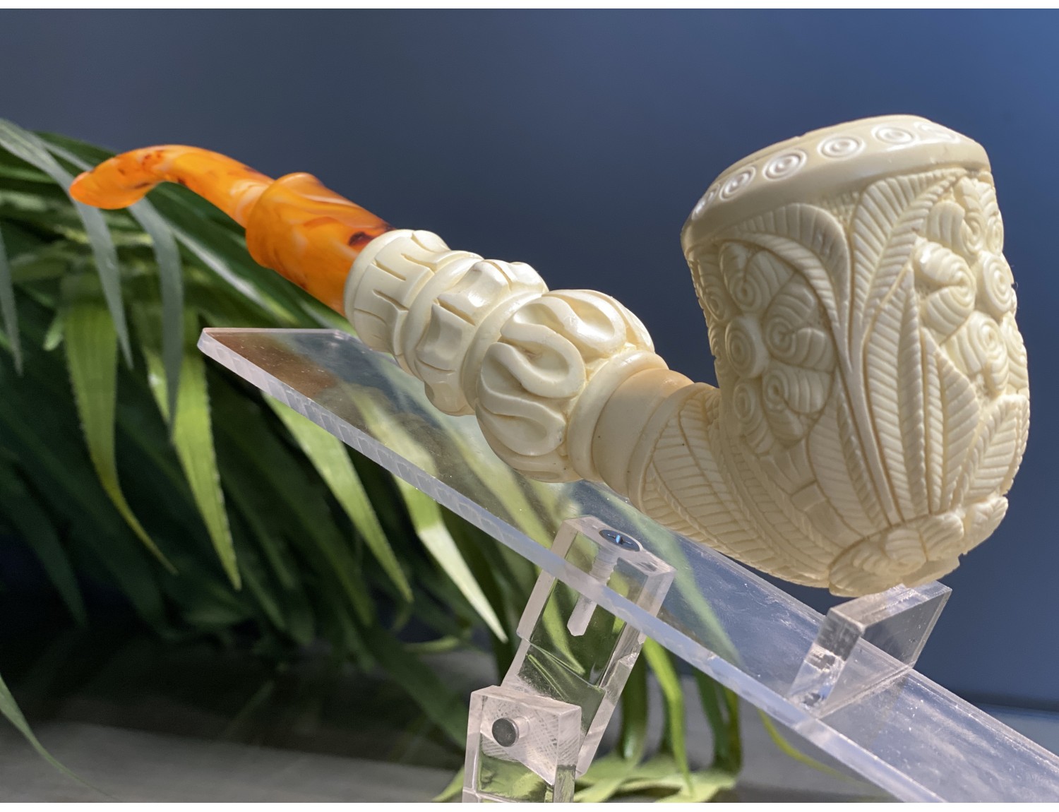 Block Meerschaum Carved Pipe(Two Part)